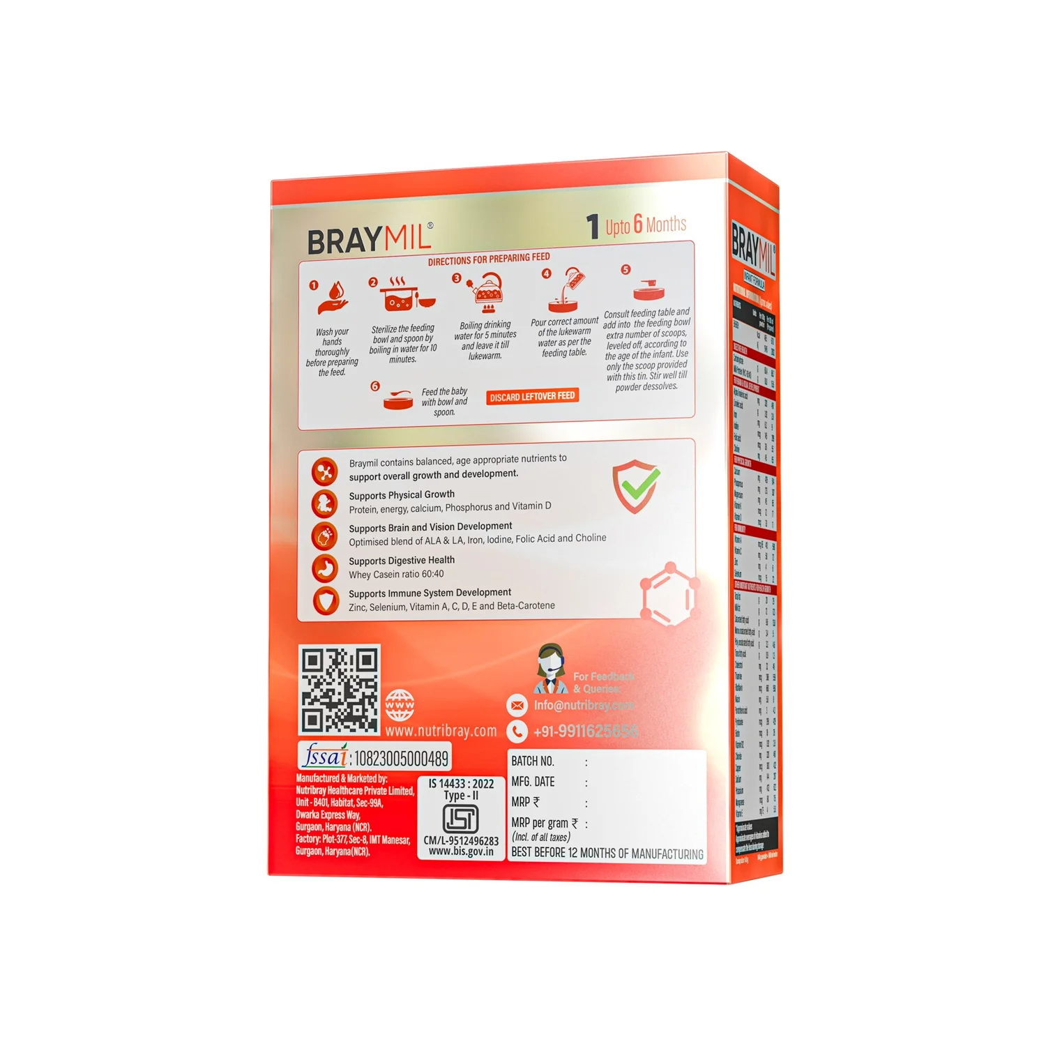 Braymil Infant Formula Stage 1 for Babies upto 6 Months (400g Refill ...