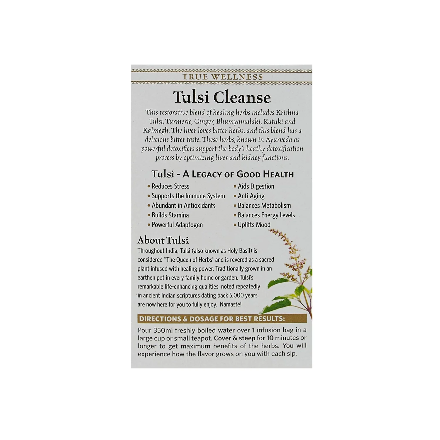 Organic India Tulsi Cleanse Tea 25 Tea Bags - Cureka