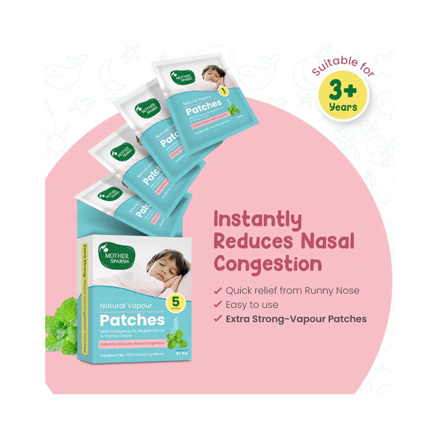 Mother Sparsh Natural Vapour Patches for Babies from 3+ Years (5 ...