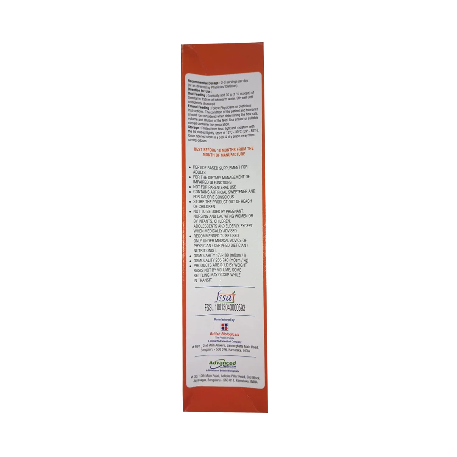 Semital Peptide based Supplement for Impaired GI Functions Vanilla ...
