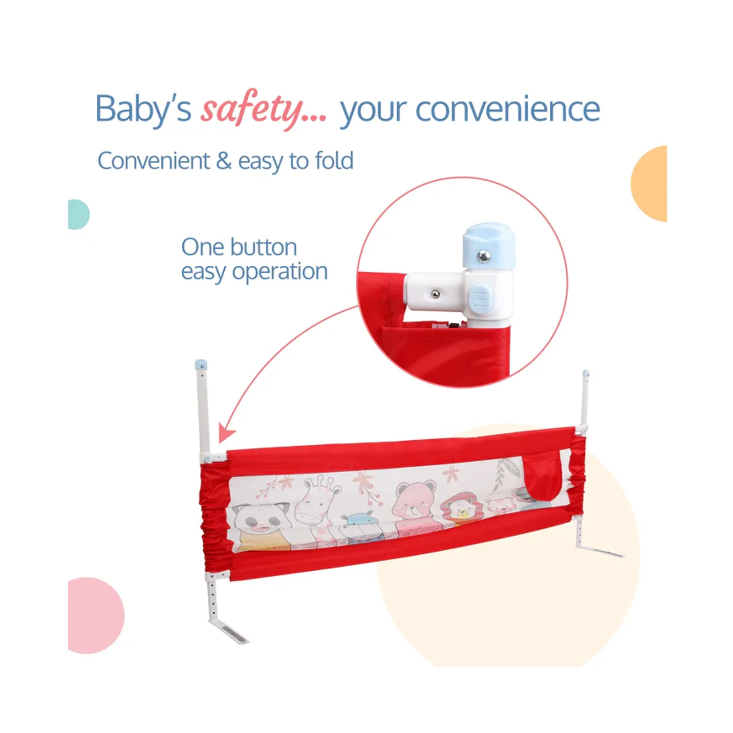 Buy LuvLap Comfy Baby Bed Rails Red Printed - Cureka