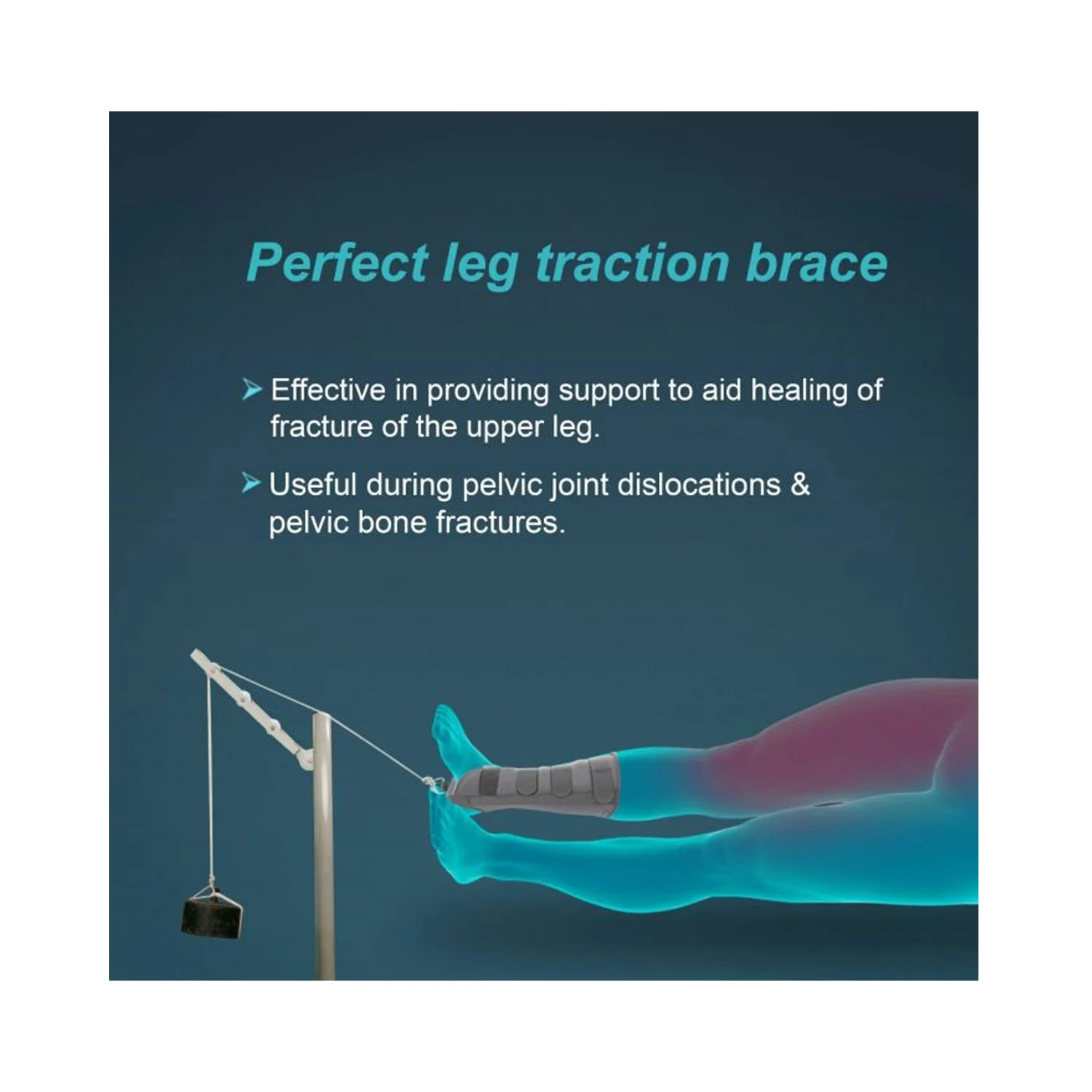 Tynor Leg Traction Brace Grey (G-05) Medium - Cureka