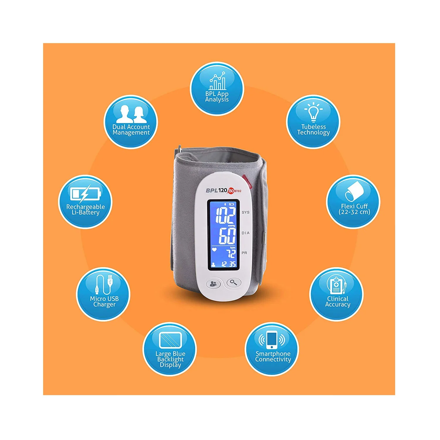 BPL Bluetooth Arm Type Blood Pressure Monitor BT 02 - Cureka - Online ...