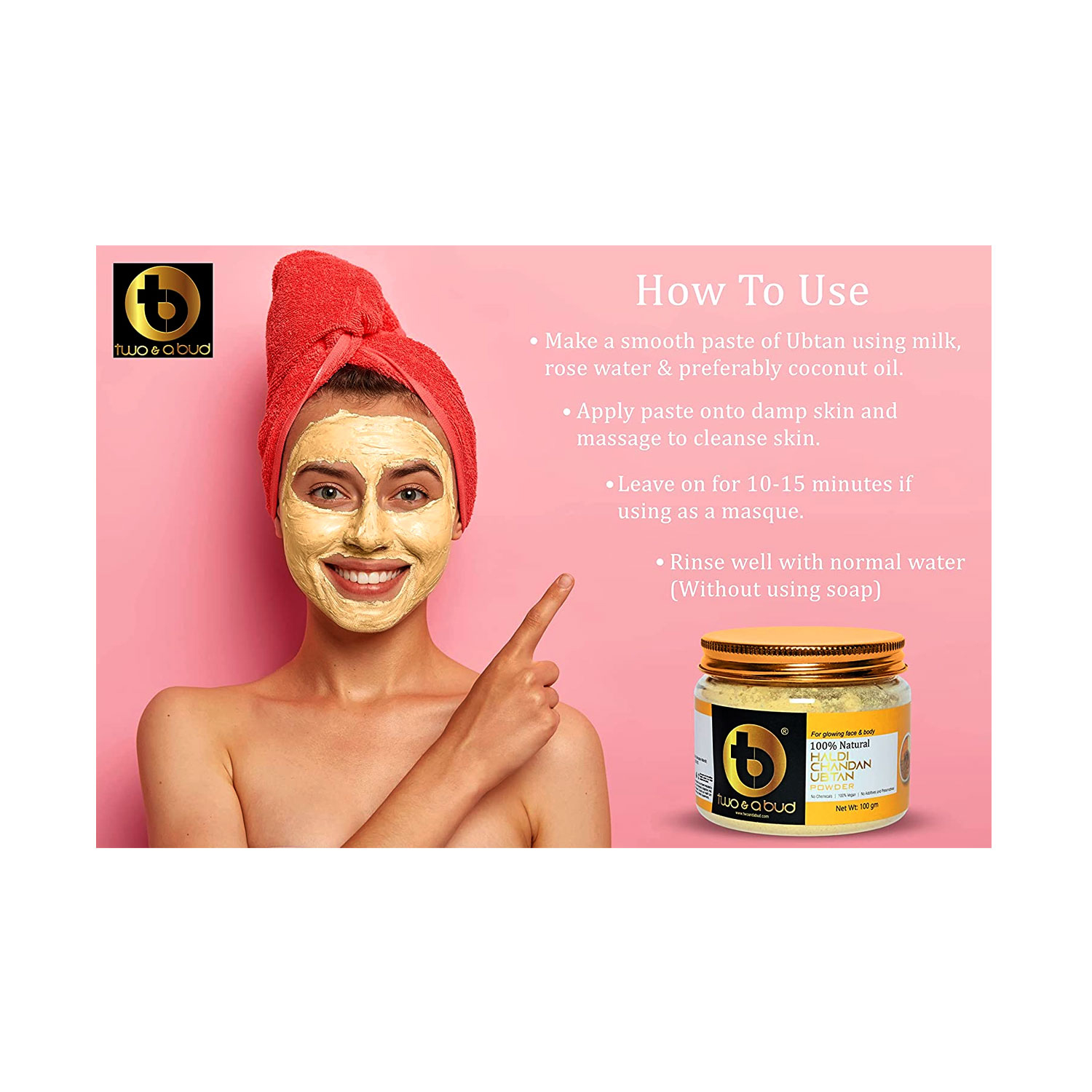 Two and A Bud 100% Natural Haldi Chandan Ubtan Powder 100gm - Cureka ...