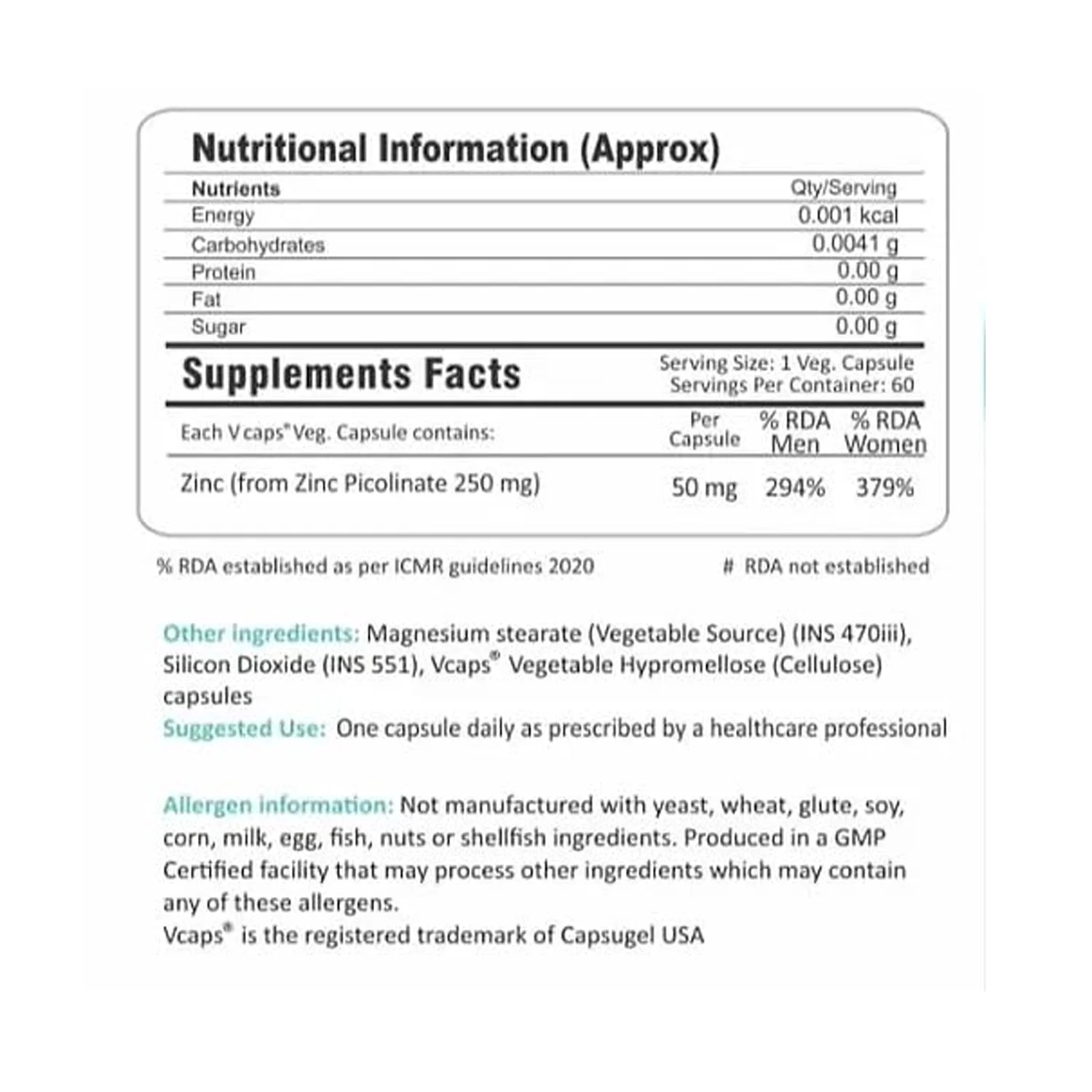 FM Nutrition Opti Zinc Capsule - 60 Capsules - Cureka - Online Health ...
