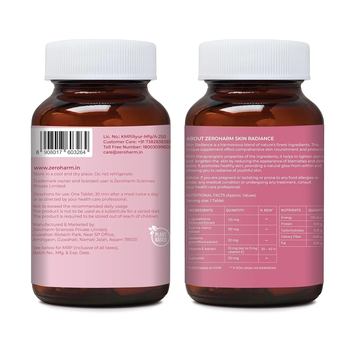 Zeroharm Skin Radiance Tablets (60 Veg Tablets) - Cureka - Online ...