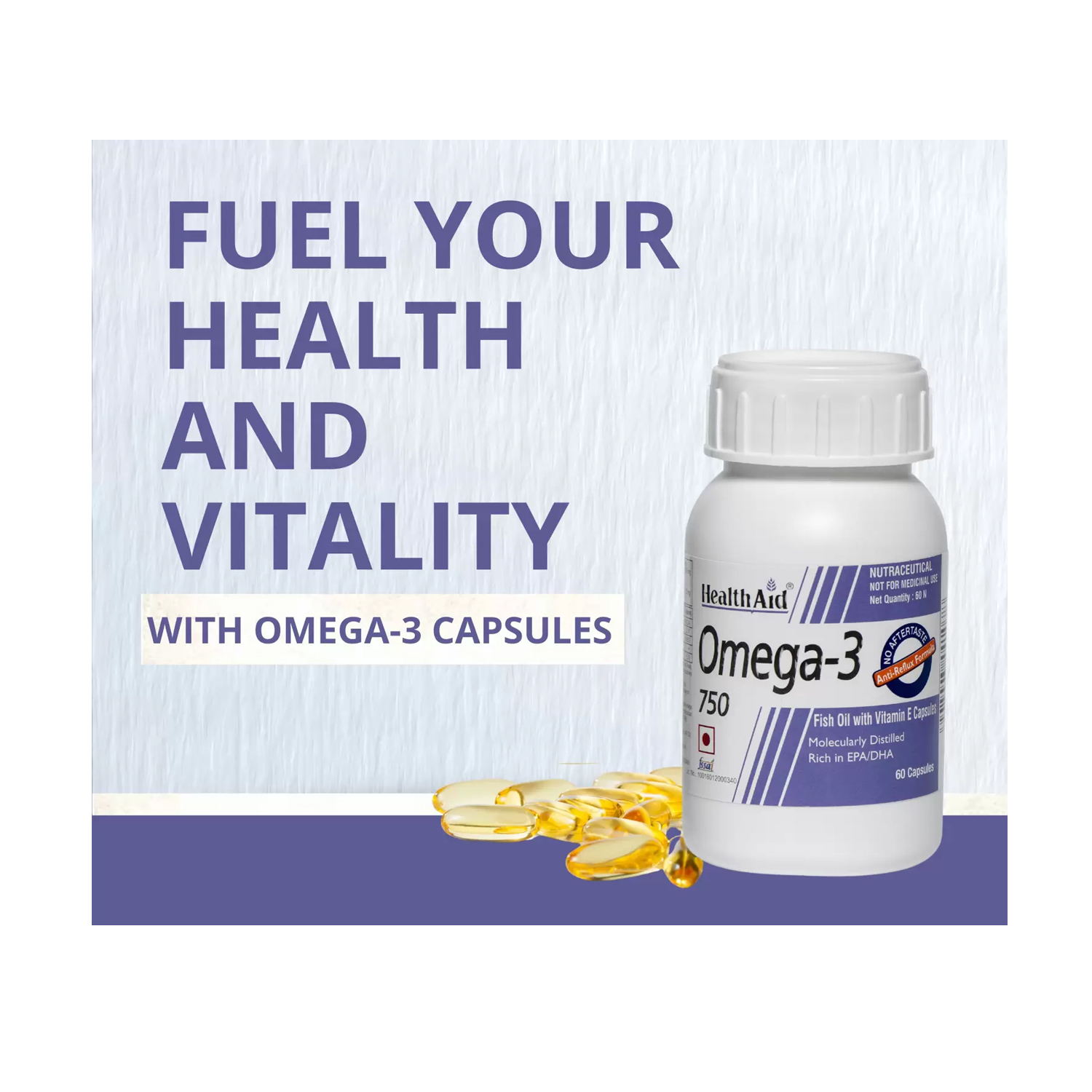 HealthAid Omega-3 750 mg (60 Capsules) - Cureka - Online Health Care ...