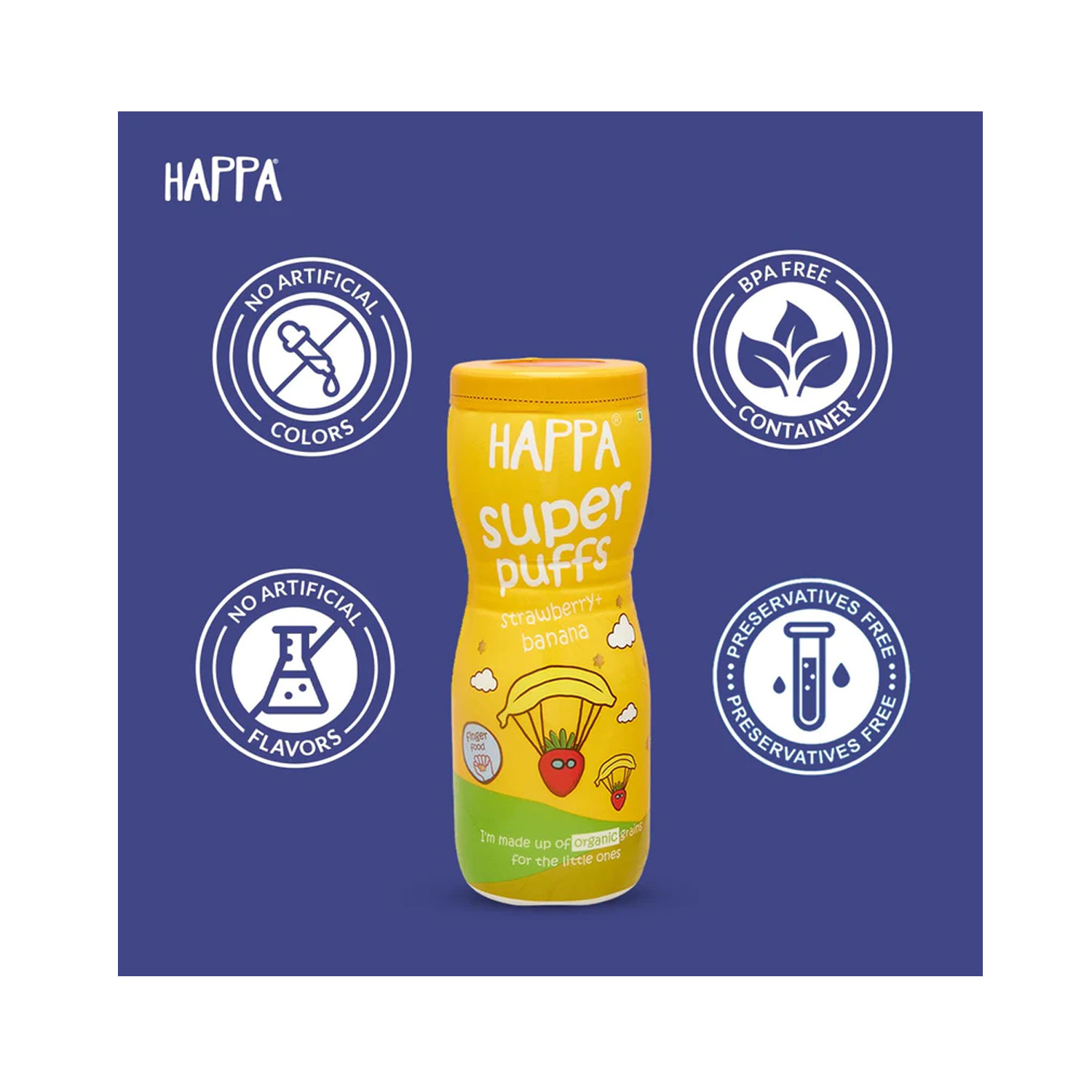 Happa Organic Multigrain Melts Super Puffs (Healthy Organic Snack for ...
