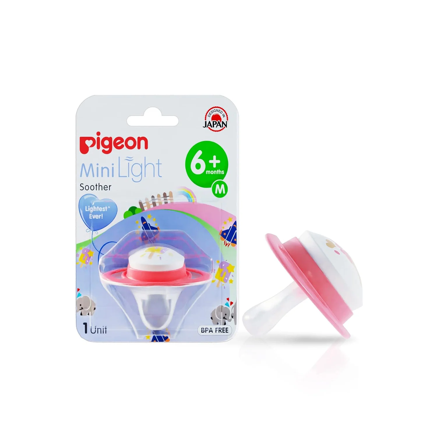 Pigeon Pacifiers M Size (6+Month) with Image of Rocket, Sundae, Elephant