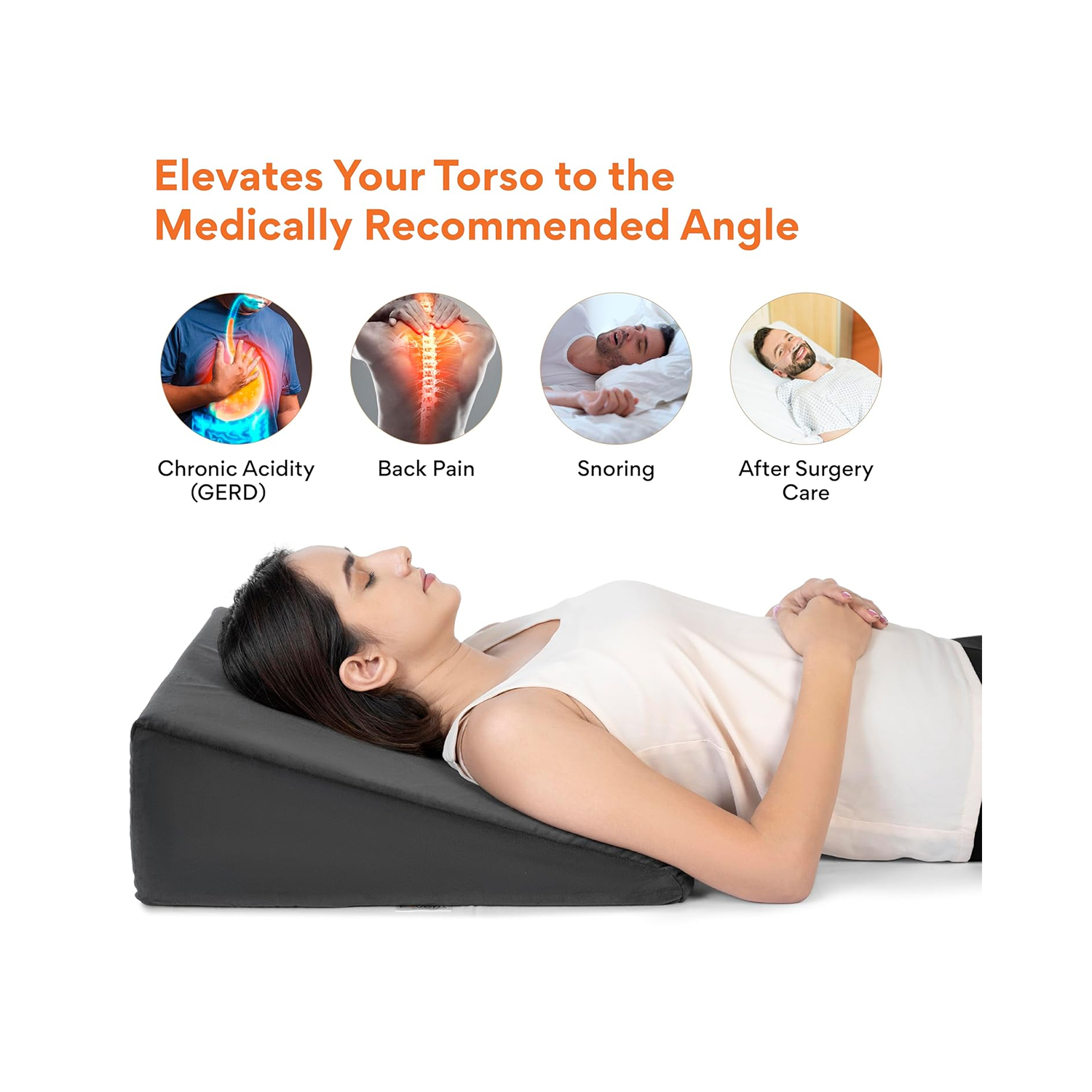 Fovera Adjustable Acid Reflux Bed Wedge Orthopedic Support (Velvet Dark ...