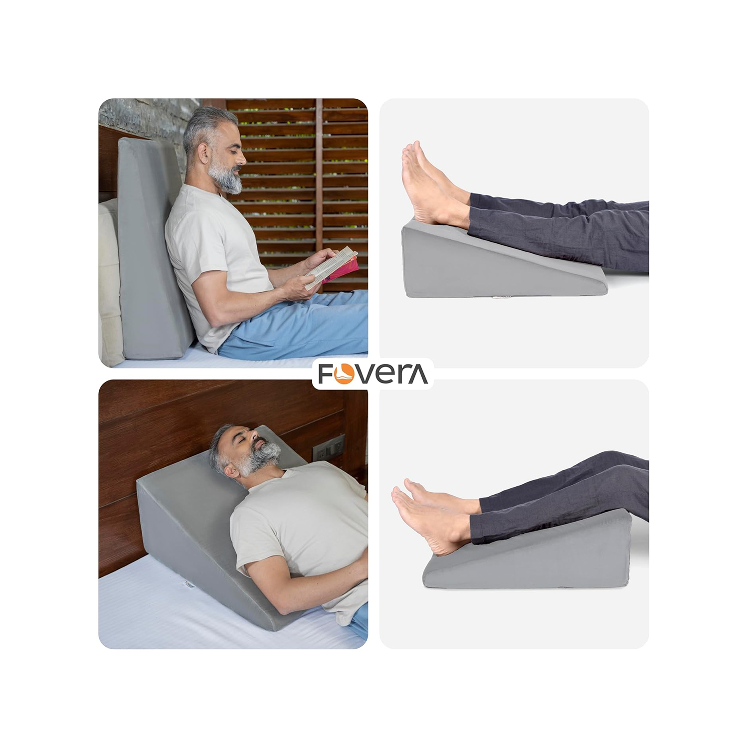Fovera Adjustable Acid Reflux Bed Wedge Orthopedic Support (Velvet Grey ...