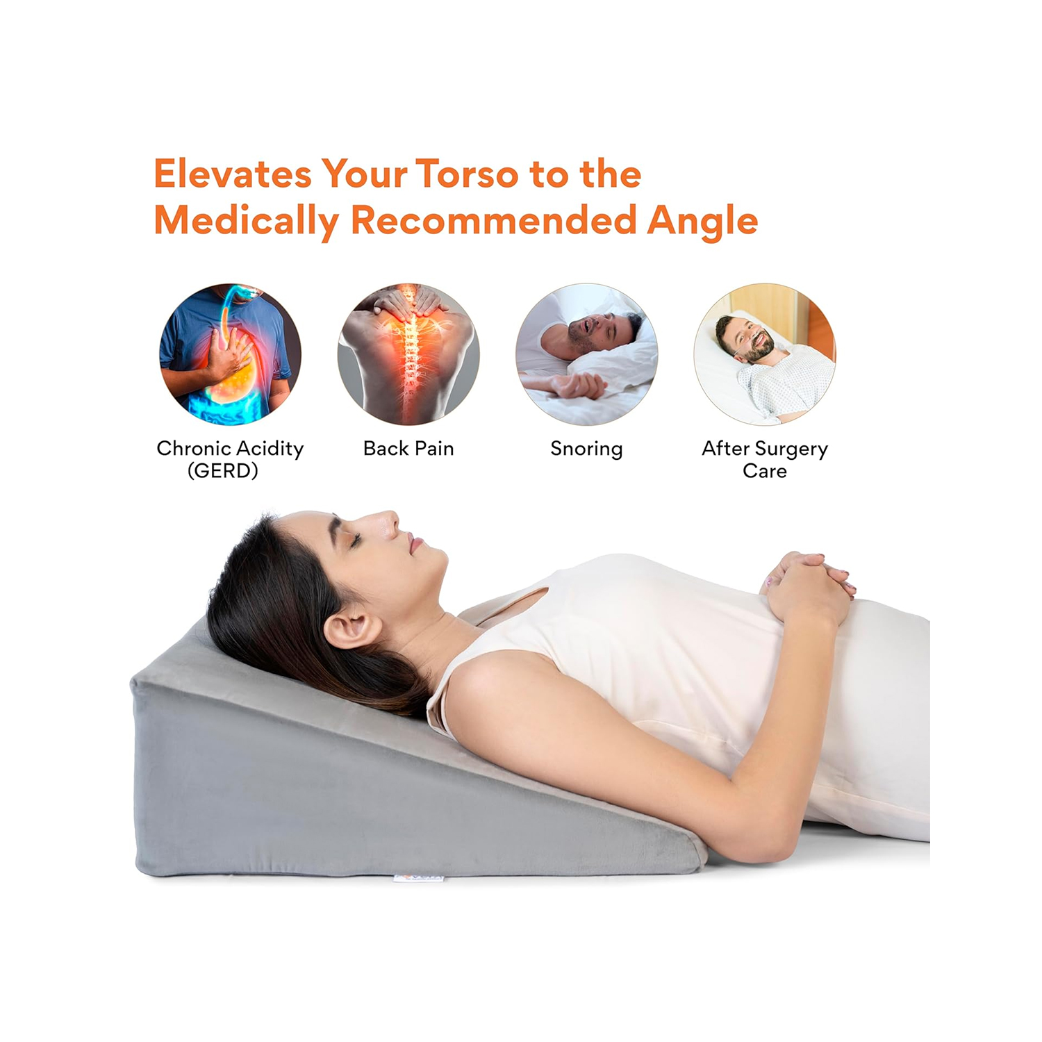 Fovera Adjustable Acid Reflux Bed Wedge Orthopedic Support (Velvet Grey ...