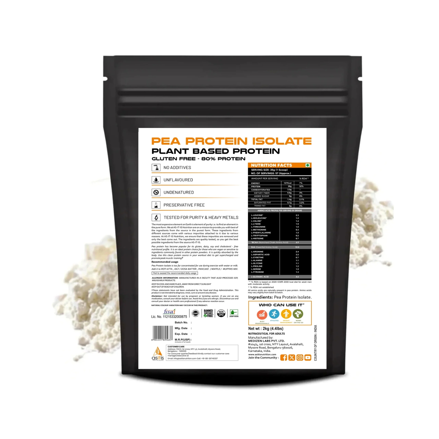 ASITIS Pea Protein Isolate -Vegan Protein Source Designed as Meal ...