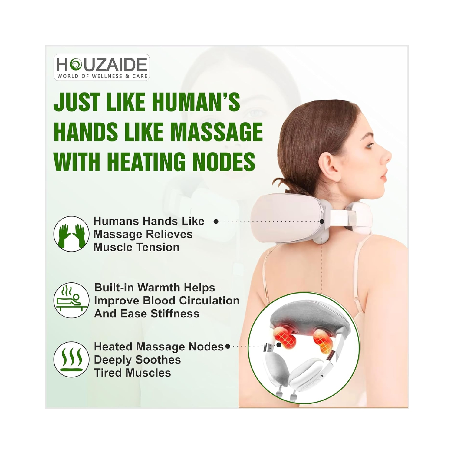 Houzaide Rechargeable Smart Hot Compress Neck Massager (HA504) - Cureka ...