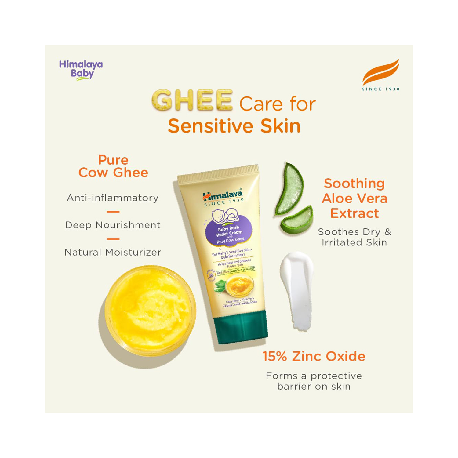 Himalaya Baby Rash Relief Cream with Pure Cow Ghee (20 gm) - Cureka ...